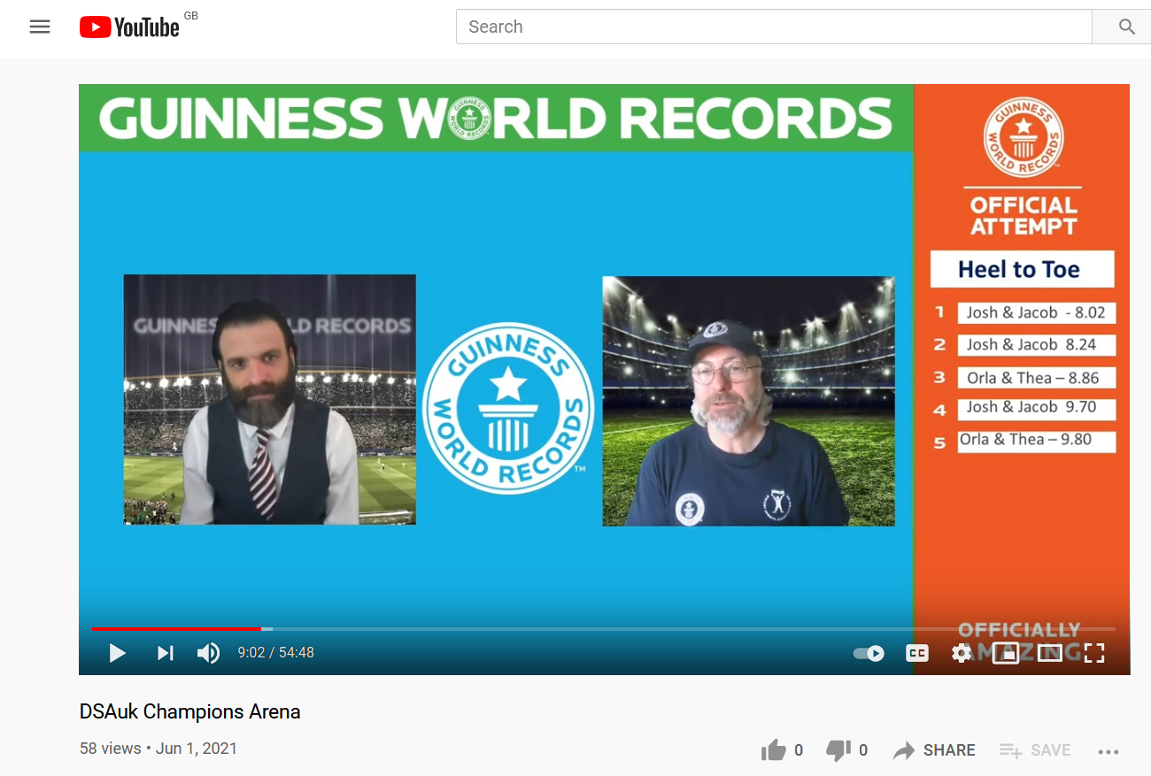 GWR Team of Two Record - 10 Step Heel to Toe Relay - DSAuk